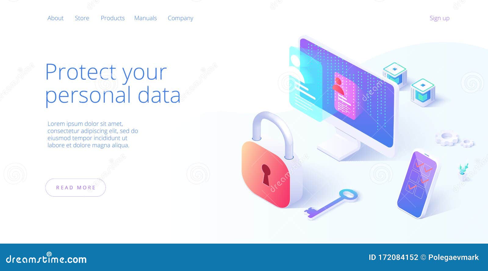 Personal Data Security In Isometric Vector Illustration. Online File ...