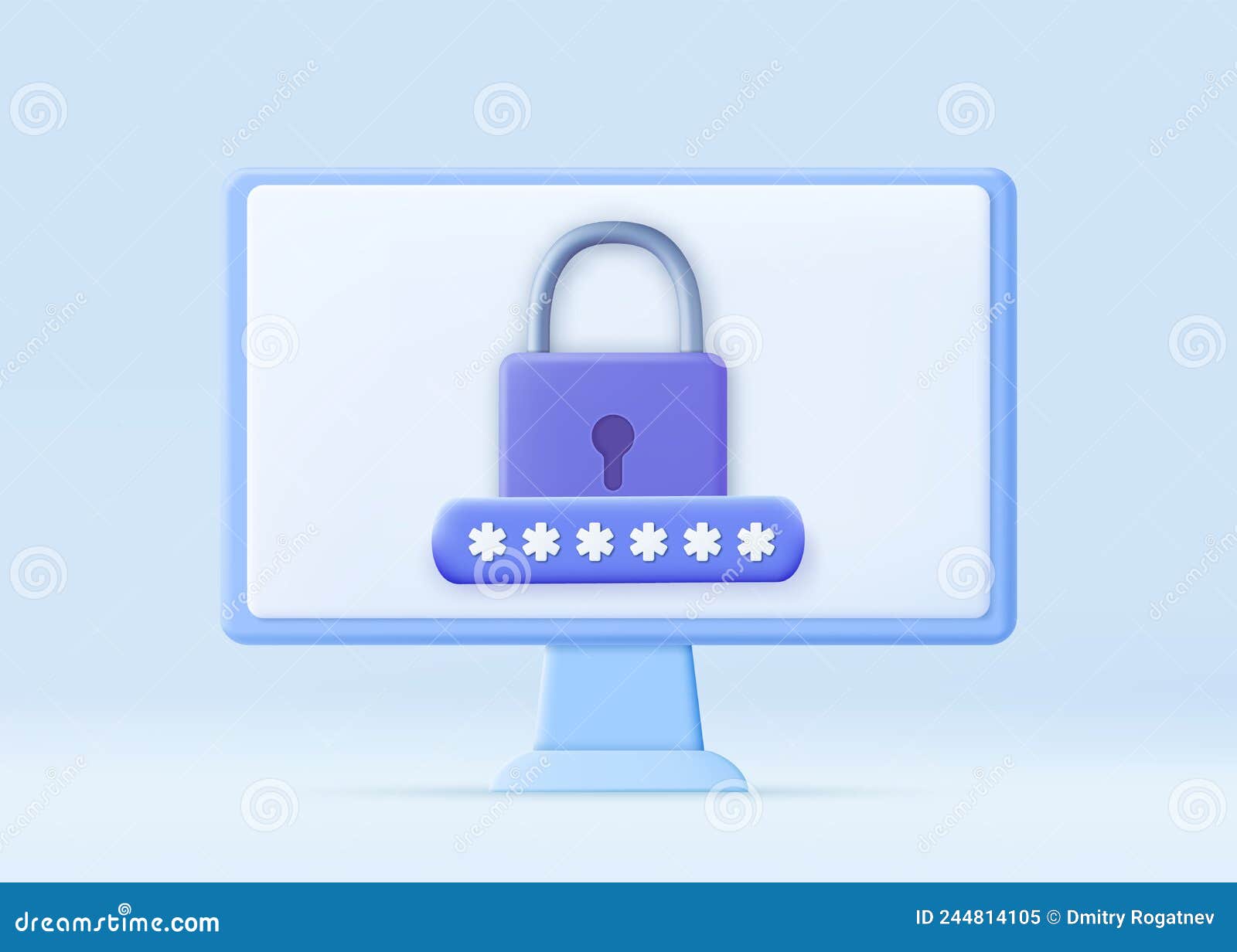 Personal Data Security. Laptop Screen with Lock. 3D Stock Vector ...