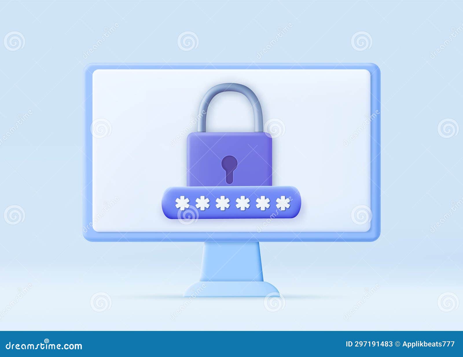 Personal Data Security. Laptop Screen with Lock. 3D Stock Illustration ...