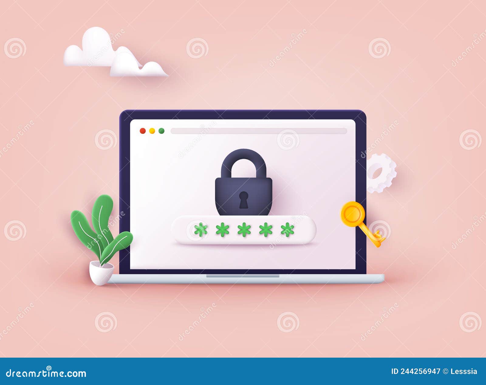 Personal Data Security. Laptop Screen with Lock Stock Vector ...