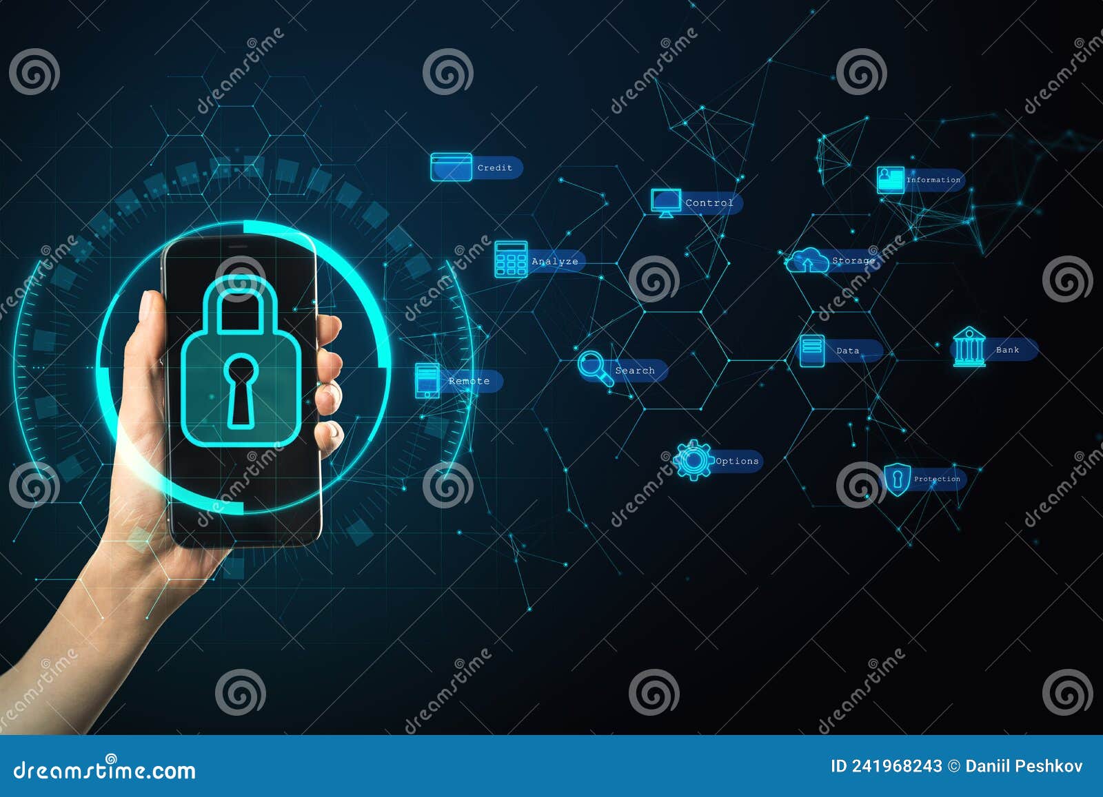 Personal Data Storage and Internet of Things Concept with Human Hand ...