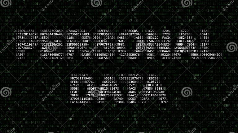 PERSONAL DATA Words Made of Hexadecimal Symbols on Computer Screen. 3D Rendering Stock ...