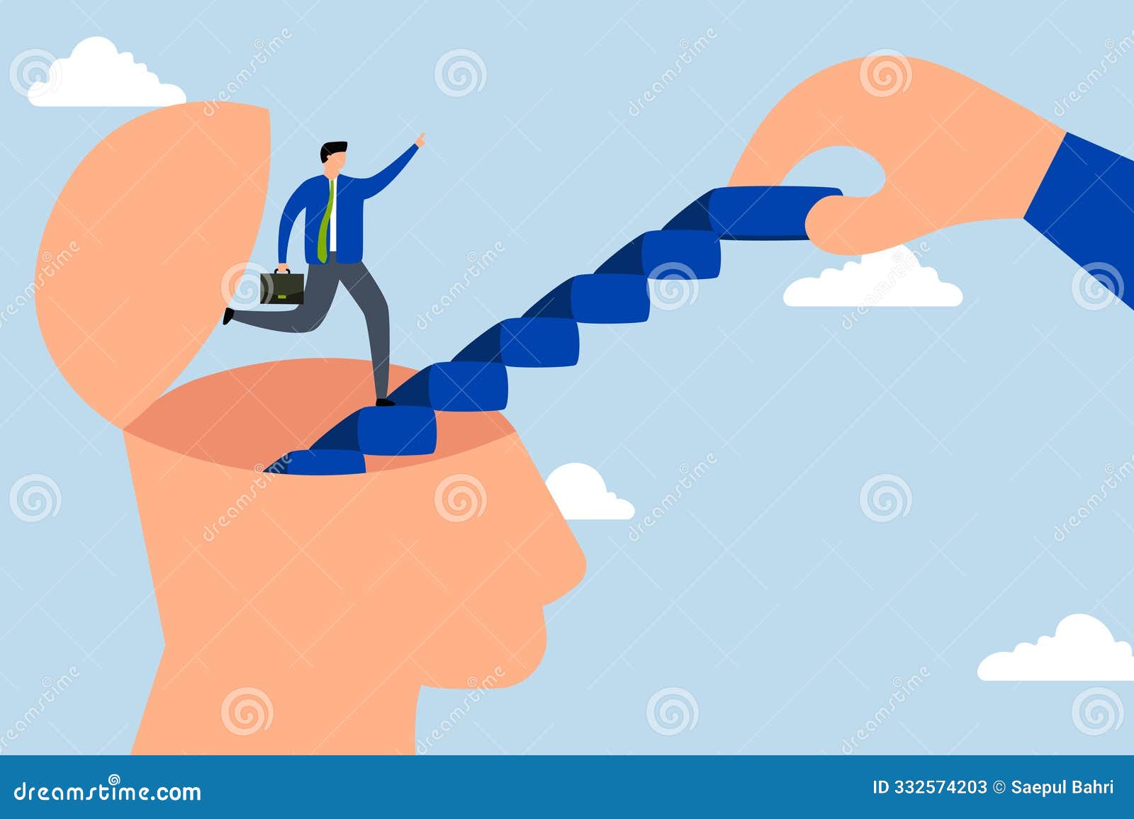 Personal Development, Businessman Walking on Staircase from His Own ...