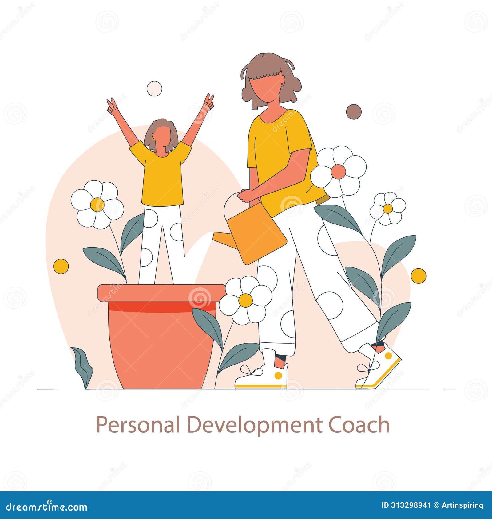 Personal Development Coach Concept. Flat Stock Vector - Illustration of ...