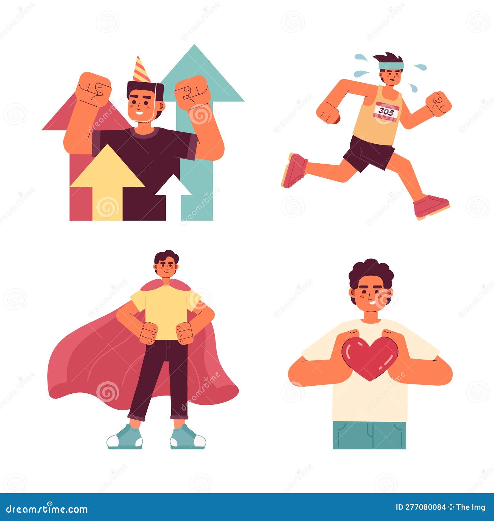 Personal Development Flat Concept Vector Spot Illustration Set Stock ...