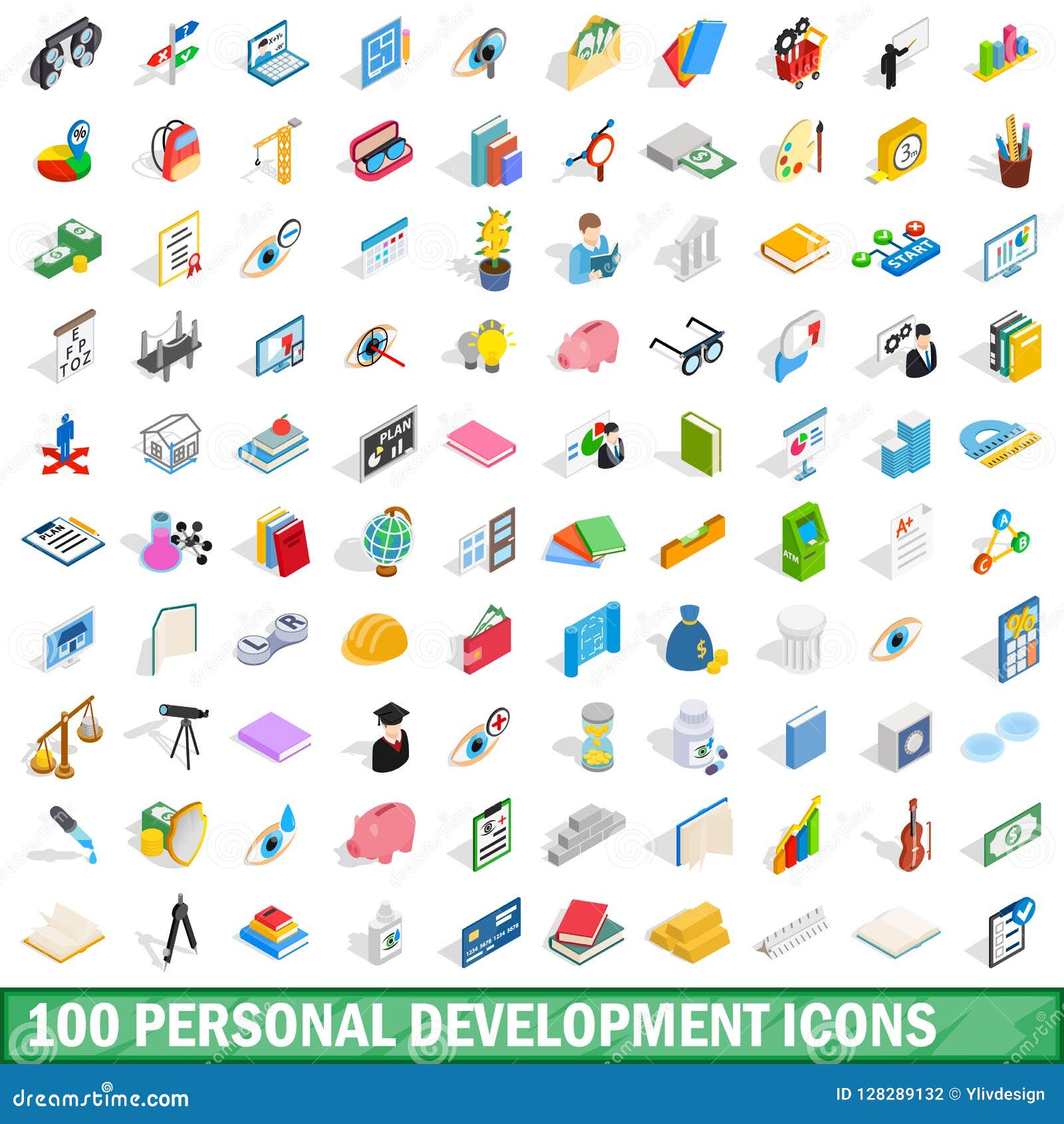 100 Personal Development Icons Set Stock Illustration - Illustration of ...