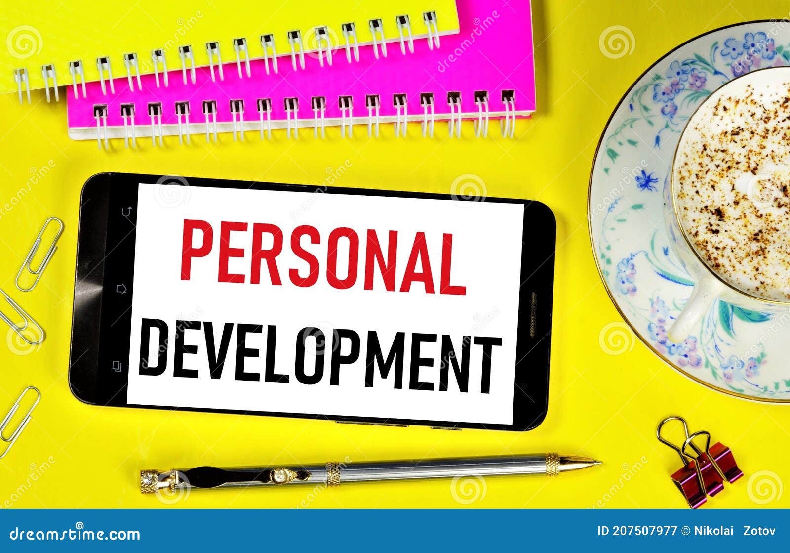 Personal Development. the Inscription of Text on the Screen of the ...