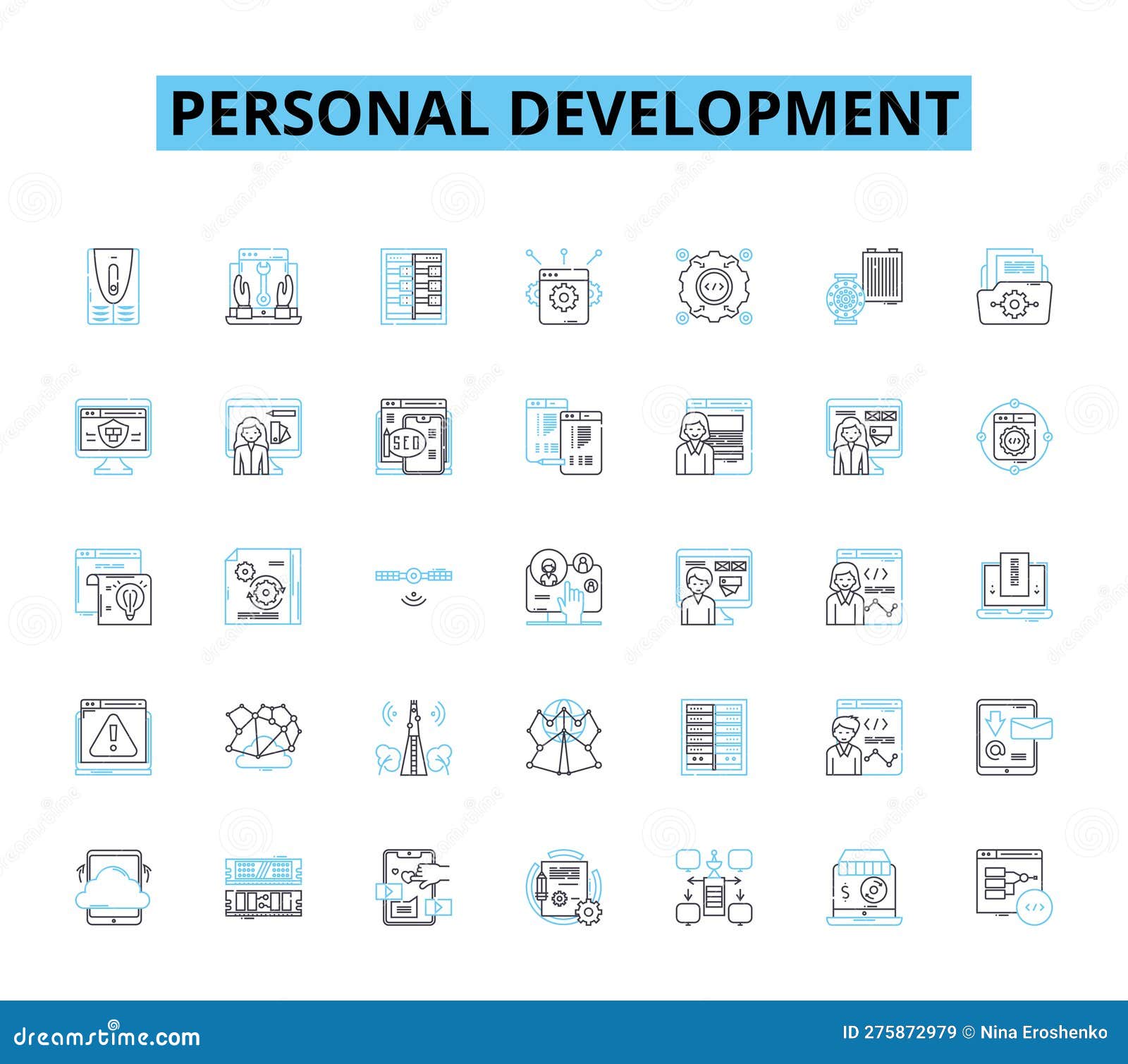 Personal Development Linear Icons Set. Growth, Motivation, Self ...
