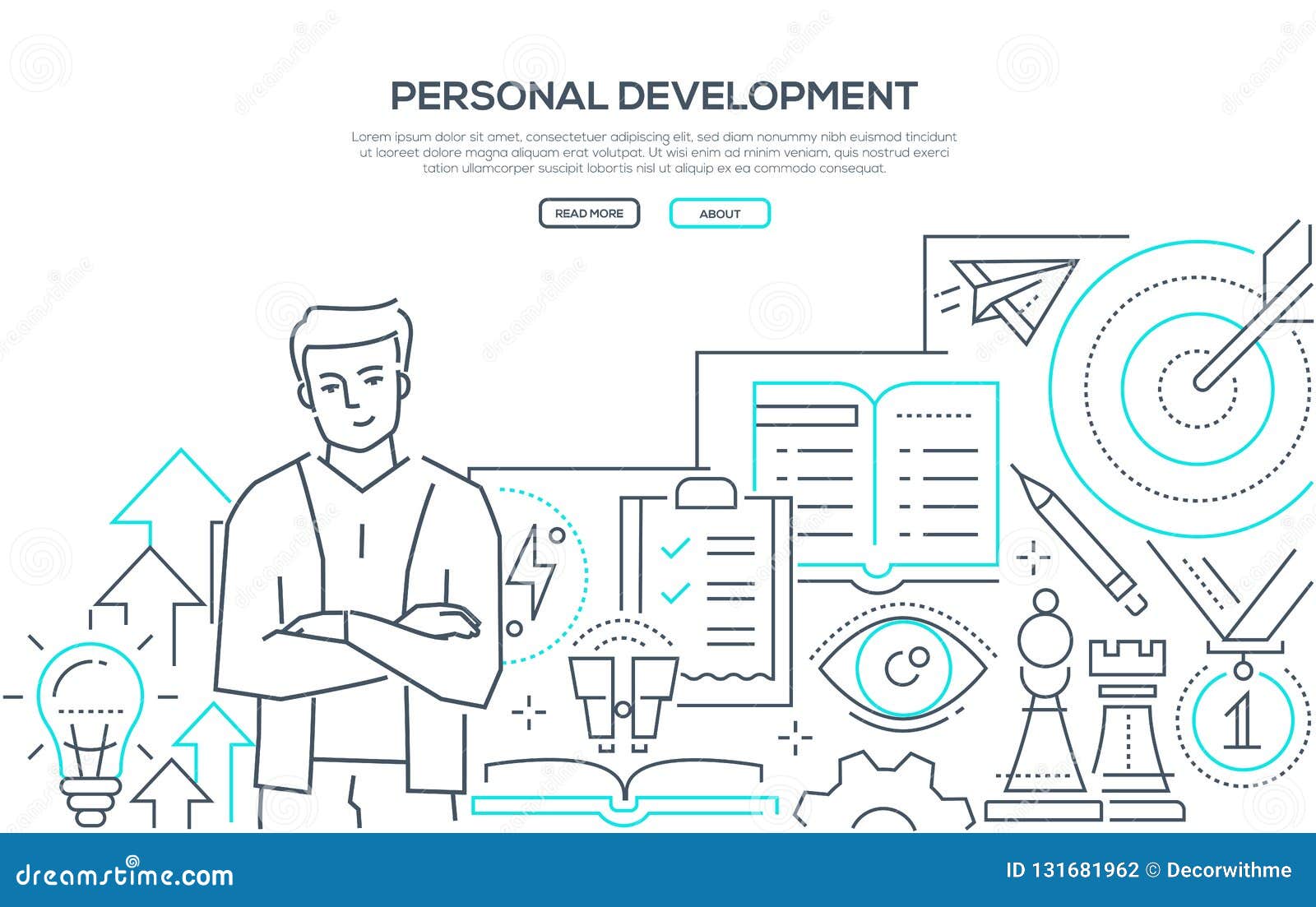 Personal Development - Modern Line Design Style Web Banner Stock Vector ...