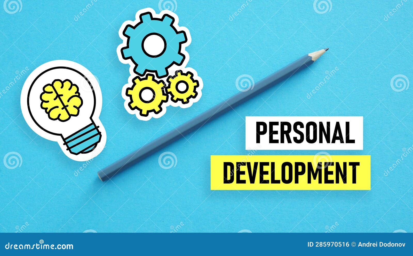 Personal Development is Shown Using the Text and Picture of the Lamp ...
