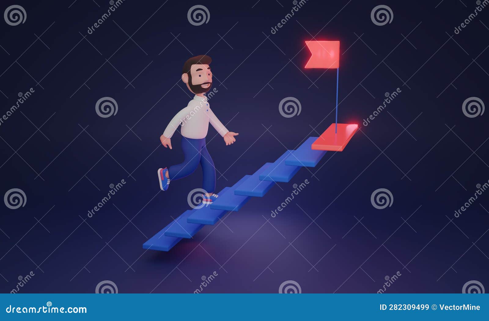 Personal Development and Successful Goal Progress Growth 3D ...