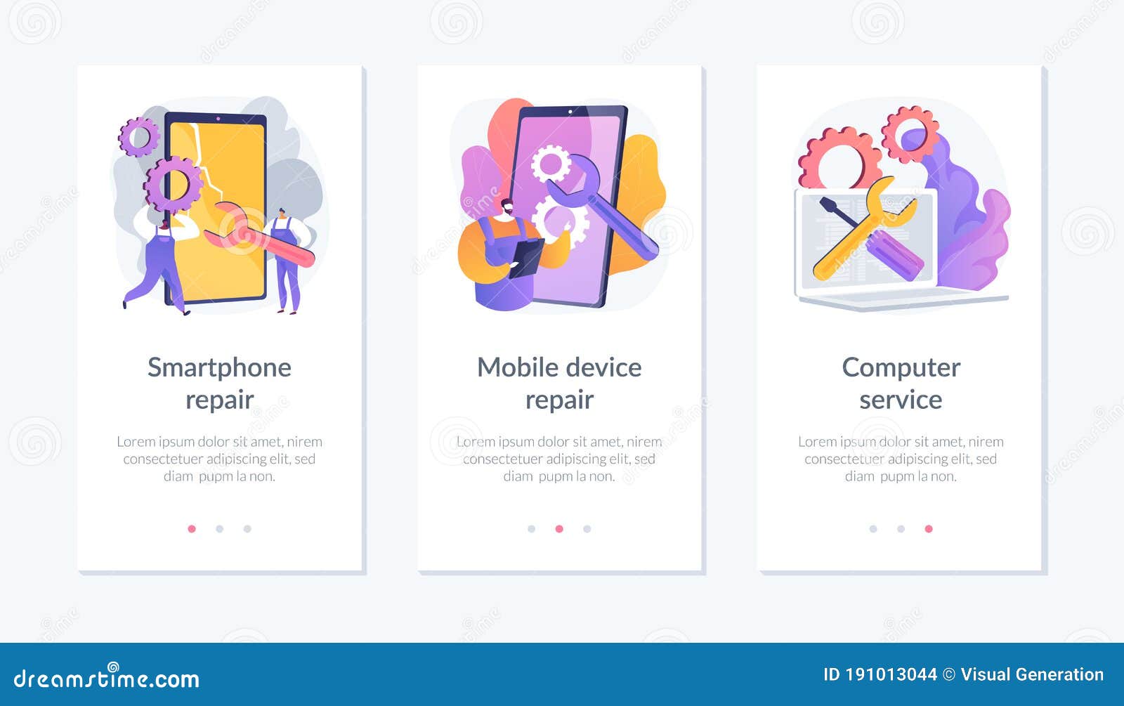 Personal Device Repair Services App Interface Template. Stock Vector ...