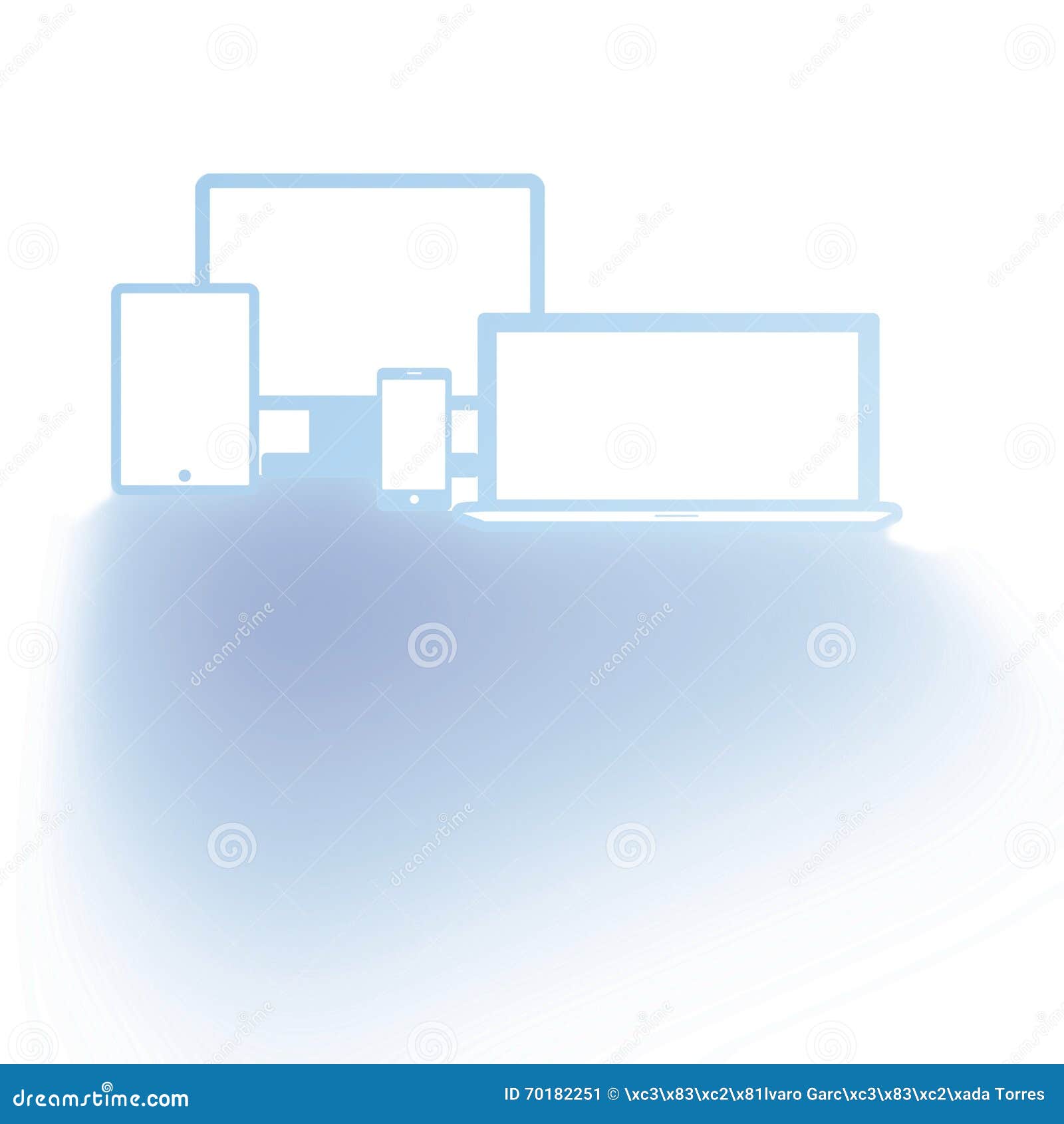Personal Devices Made in Blue Stock Illustration - Illustration of ...