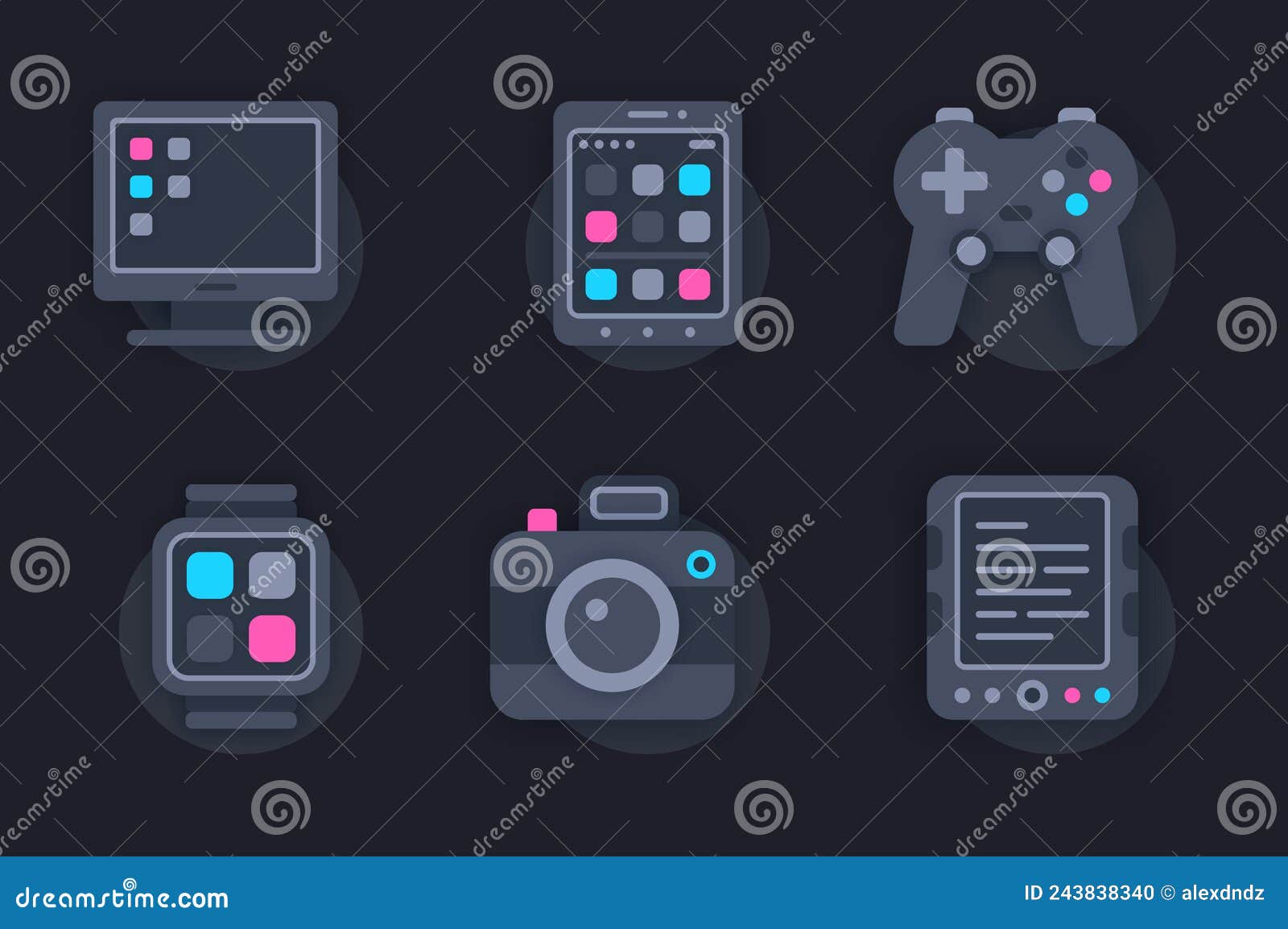 Personal Devices Web Concept of 3d Paper Icons Set. Stock Vector ...