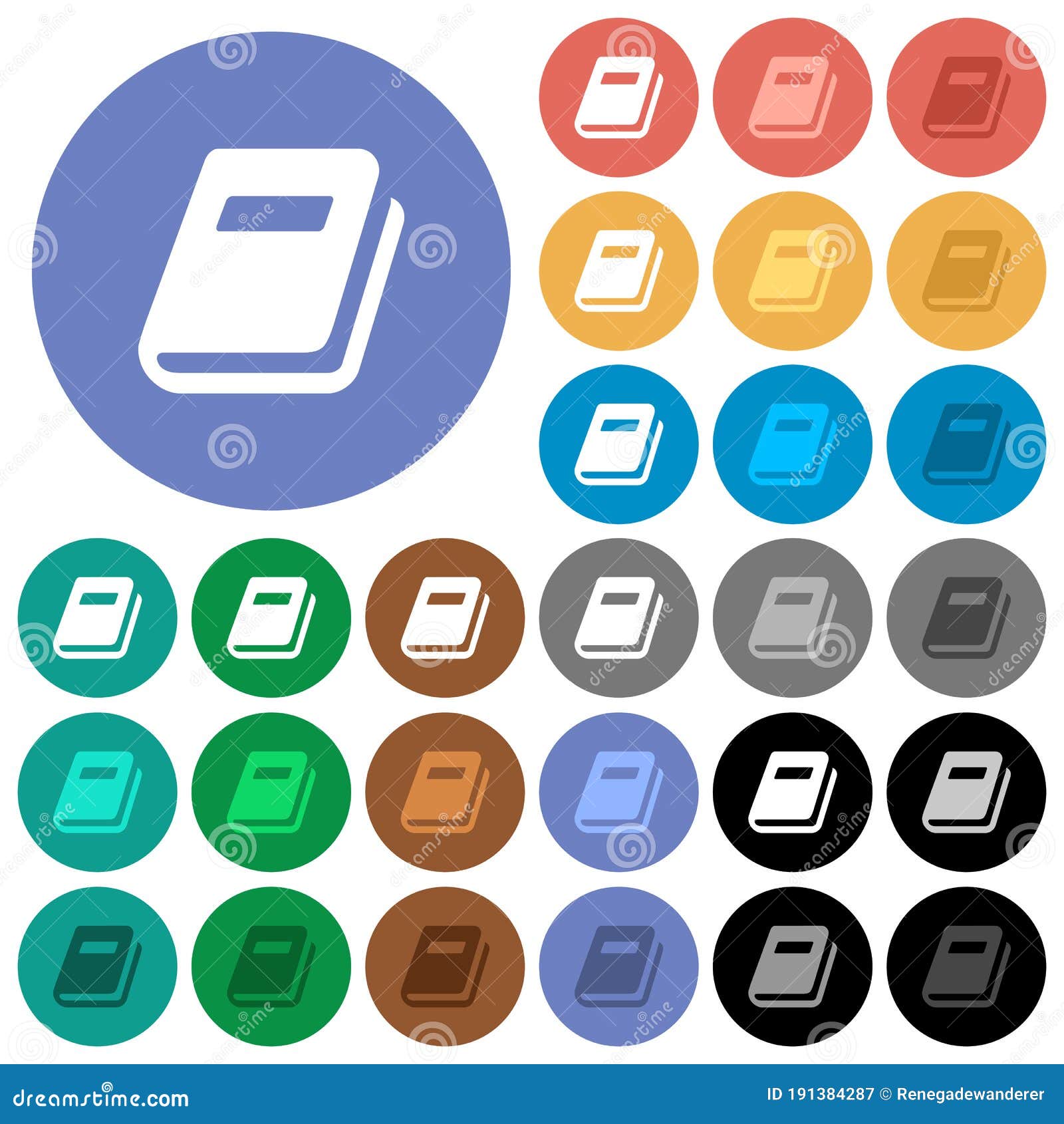 Personal Diary Round Flat Multi Colored Icons Stock Vector ...