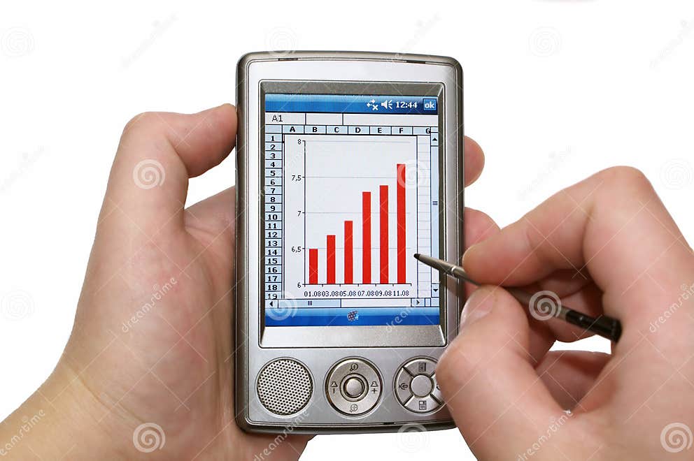 Personal Digital Assistant in Human Hands Stock Image - Image of ...