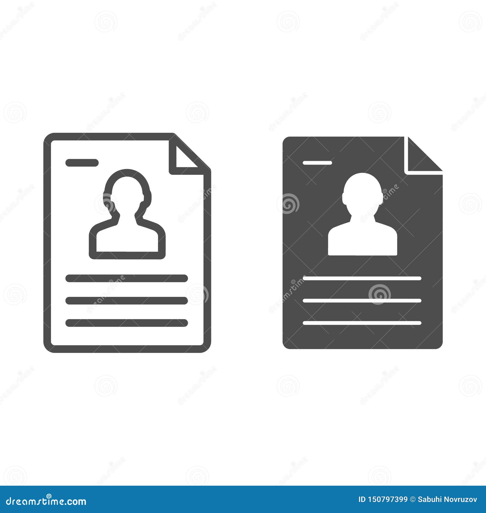 Personal Document Line and Glyph Icon. Identification Paper Vector ...