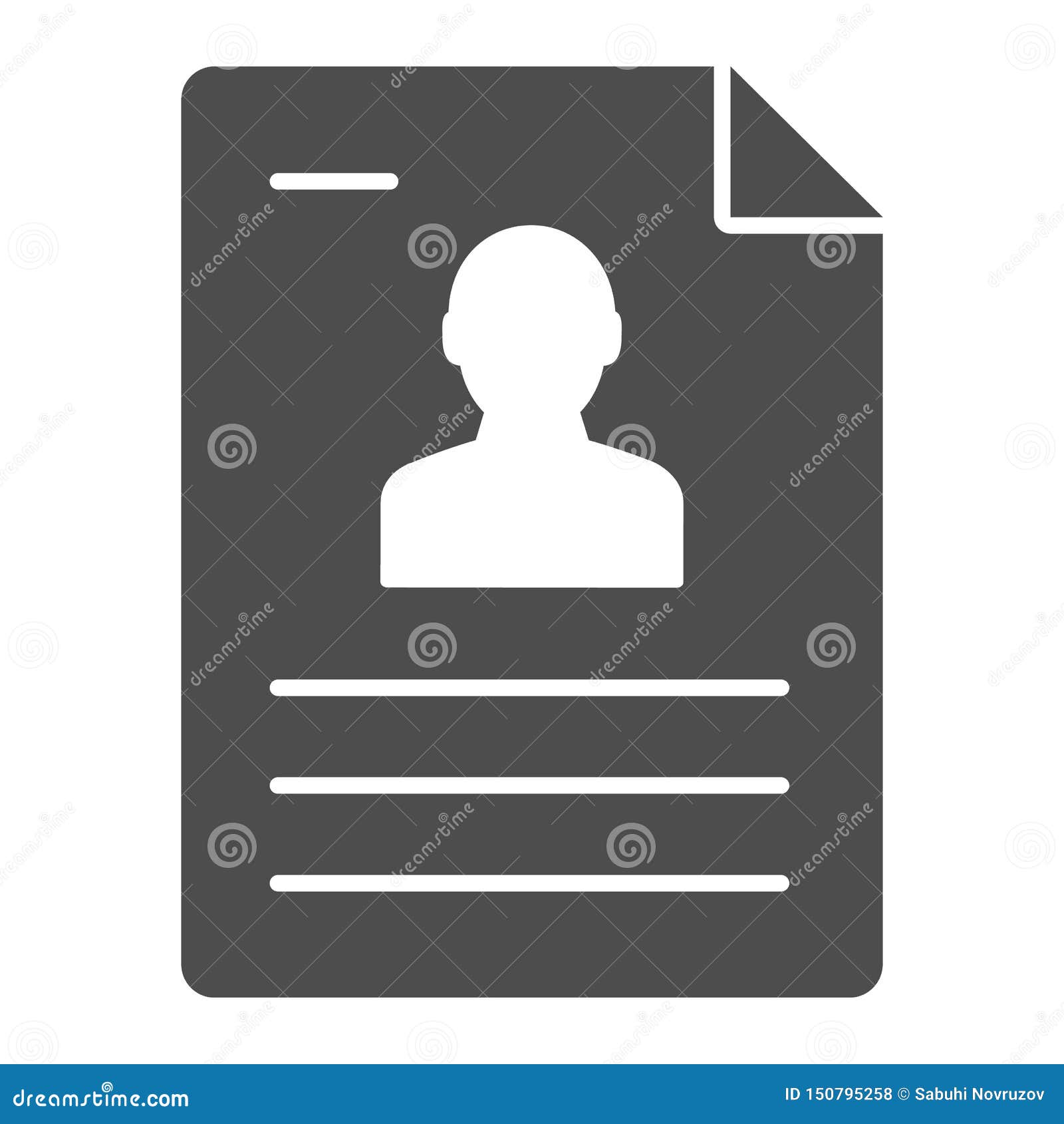 Personal Document Solid Icon. Identification Paper Vector Illustration ...