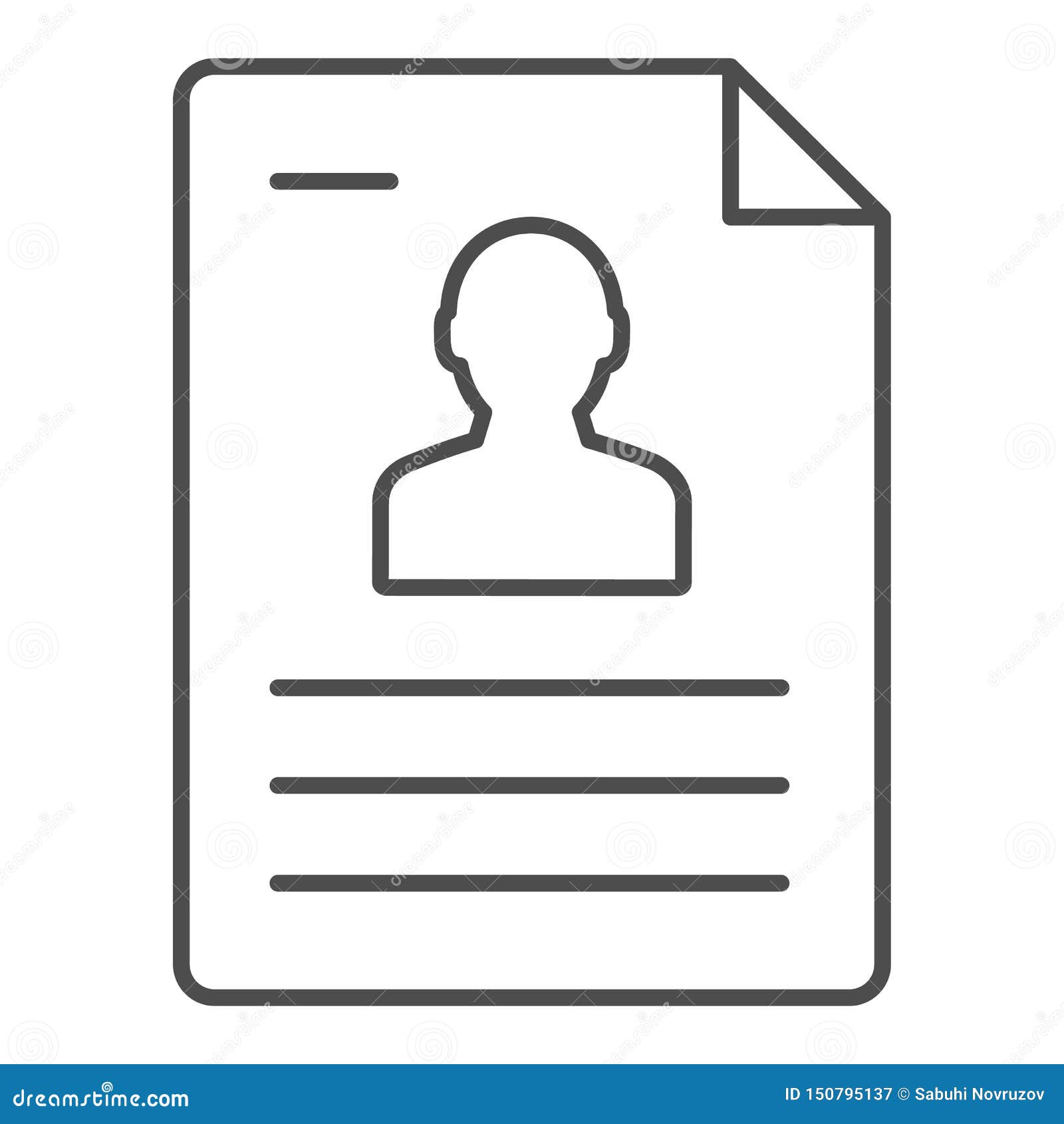Personal Document Thin Line Icon. Identification Paper Vector ...