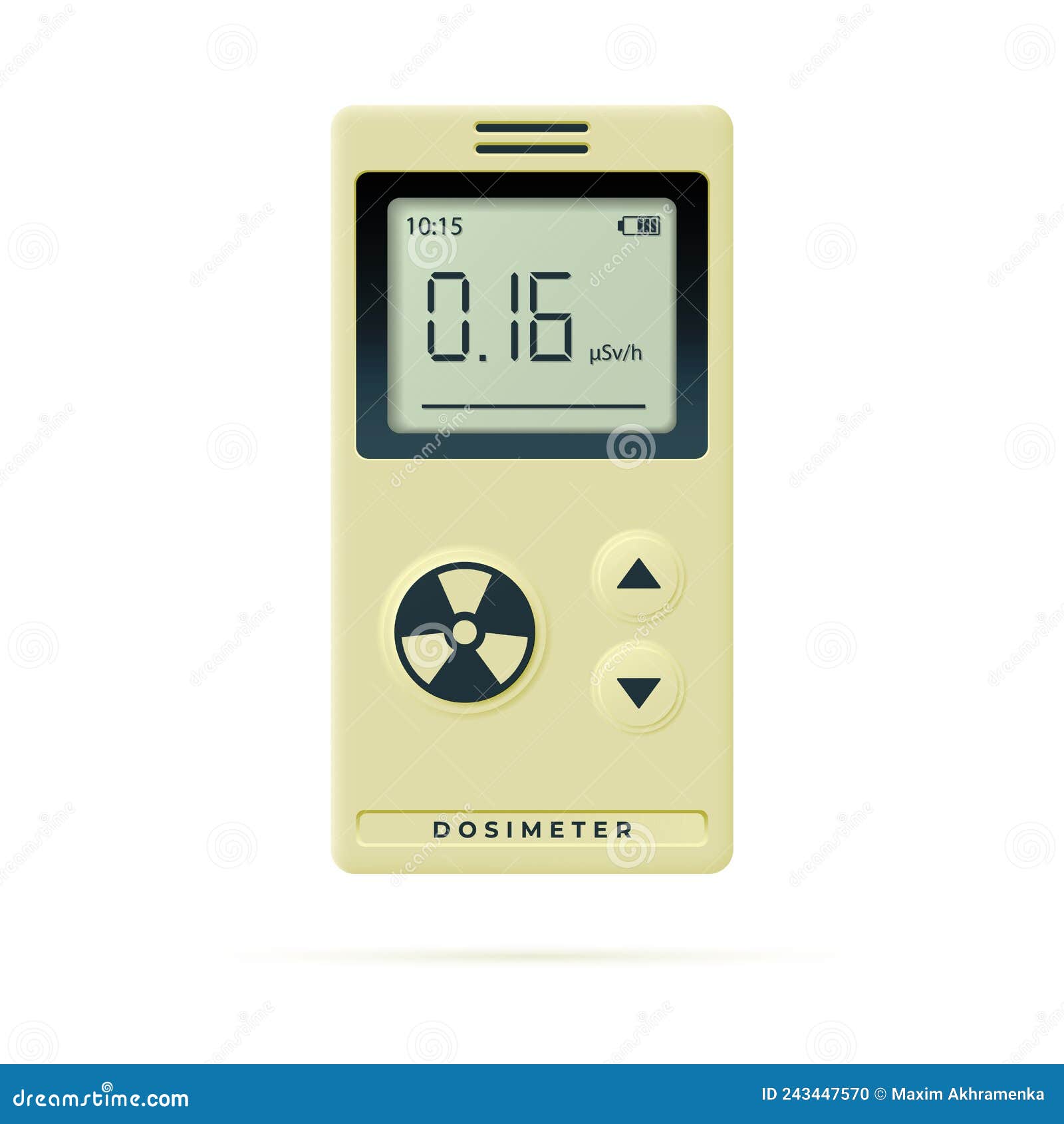 Dosimeter For Measuring Radiation. Hand Holds The Device. Cartoon ...