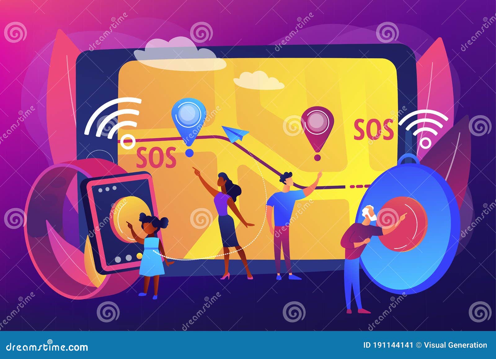 Personal Emergency Button Concept Vector Illustration Stock Vector ...