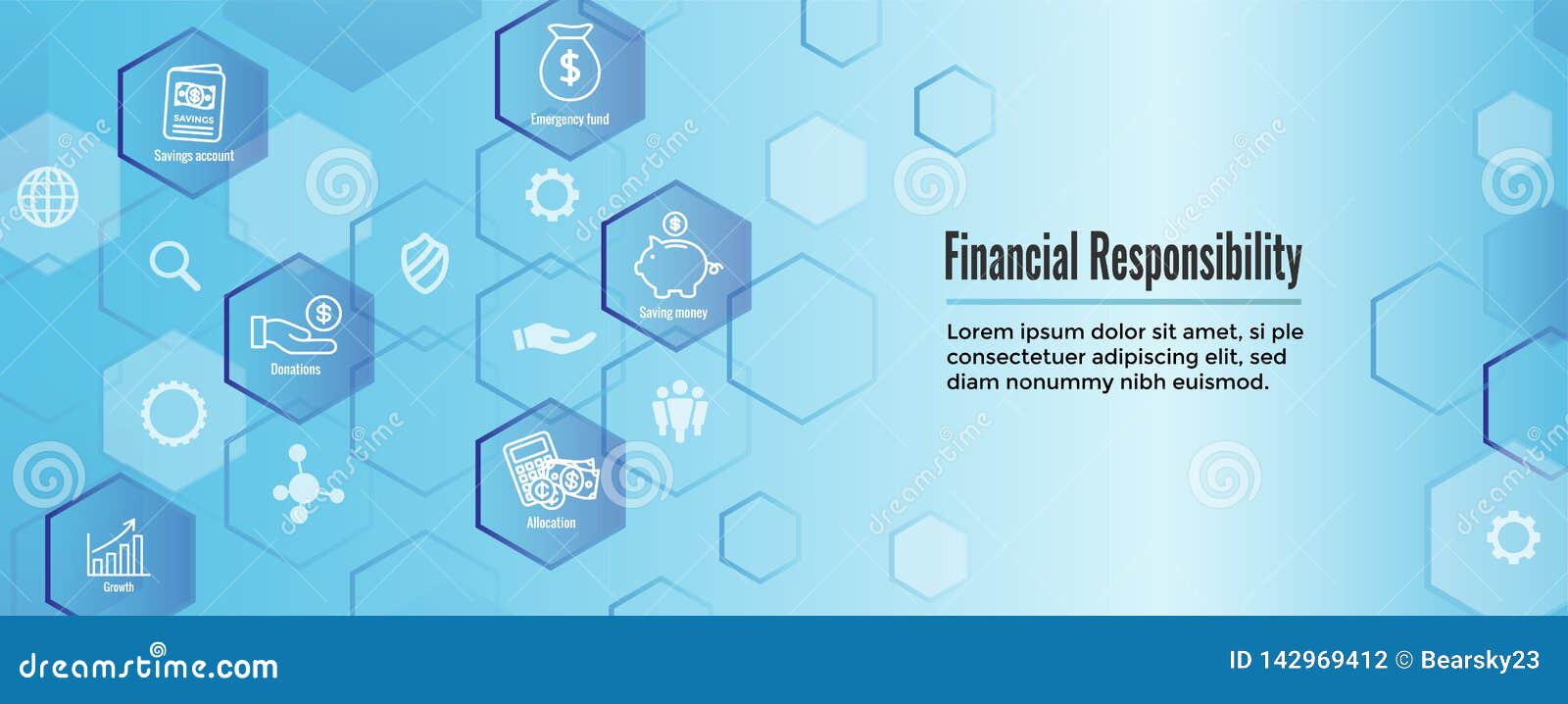 Personal Finance & Responsibility Icon Set - Web Header Banner Stock ...