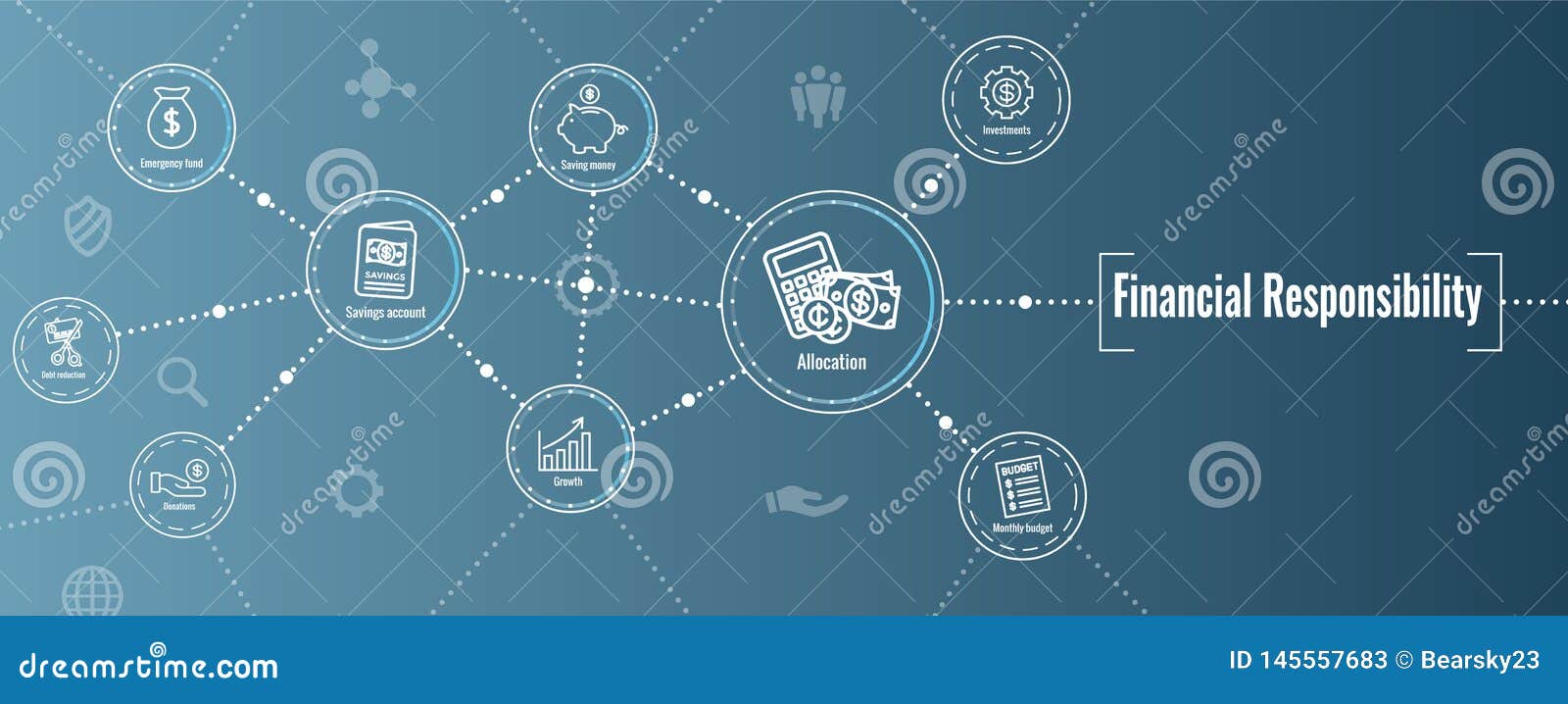 Personal Finance & Responsibility Icon Set - Web Header Banner Stock ...