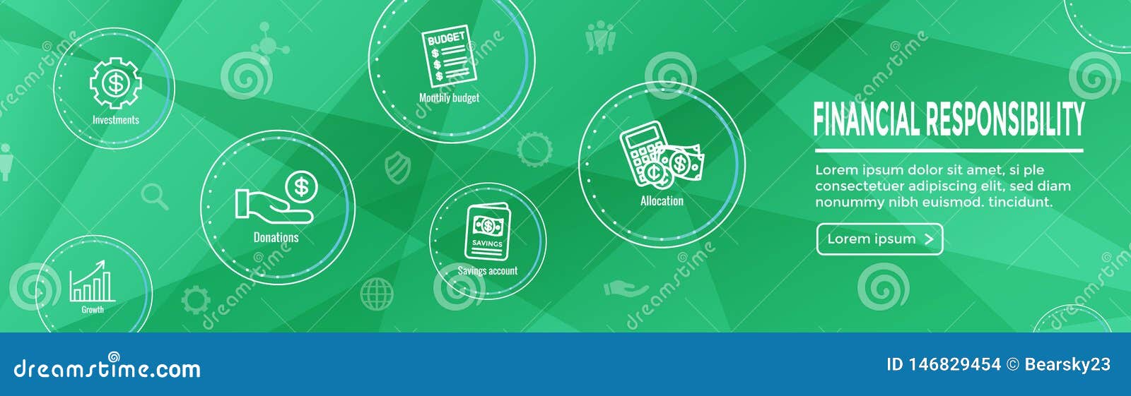 Personal Finance & Responsibility Icon Set - Web Header Banner Stock ...