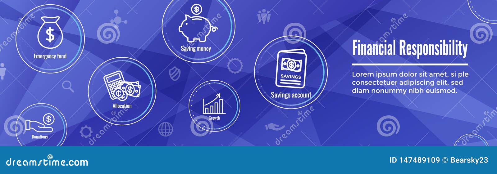 Personal Finance & Responsibility Icon Set - Web Header Banner Stock ...