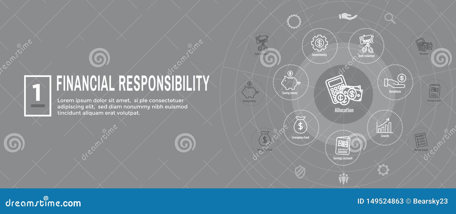 Personal Finance & Responsibility Icon Set - Web Header Banner Stock ...