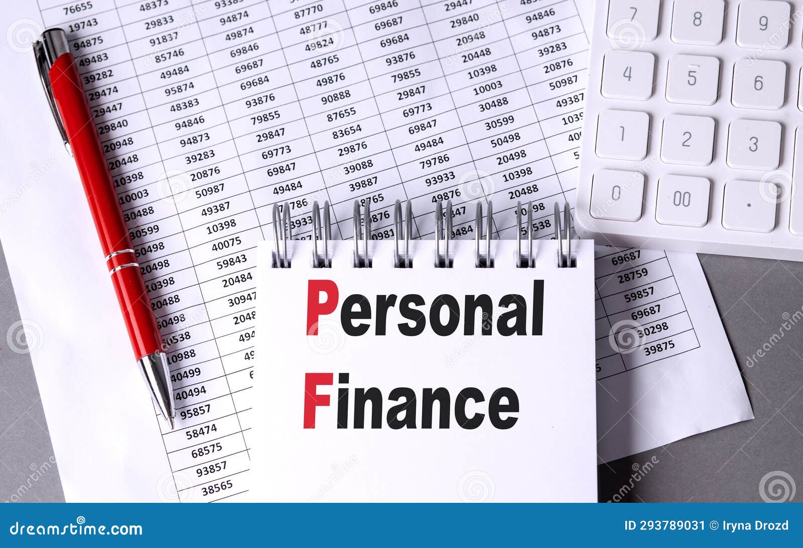 PERSONAL FINANCE Text on Notebook with Pen, Calculator and Chart on ...