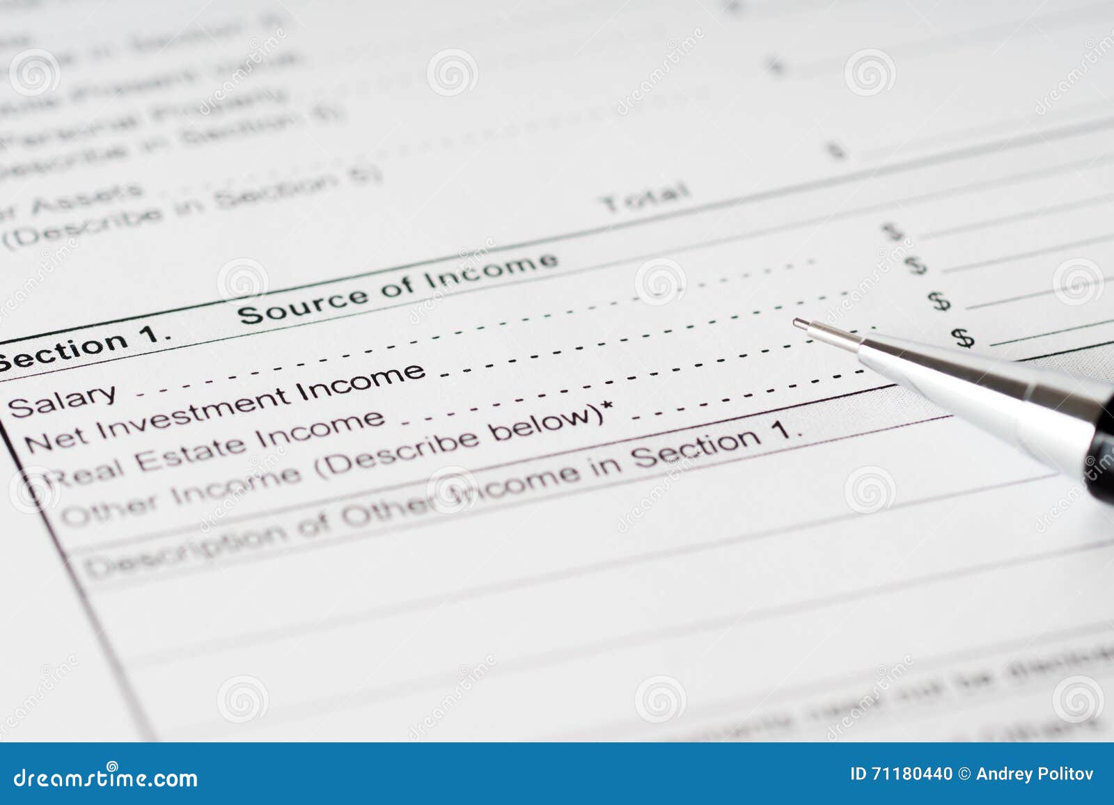 Personal Financial Statement Income Form Stock Photo - Image of concept ...