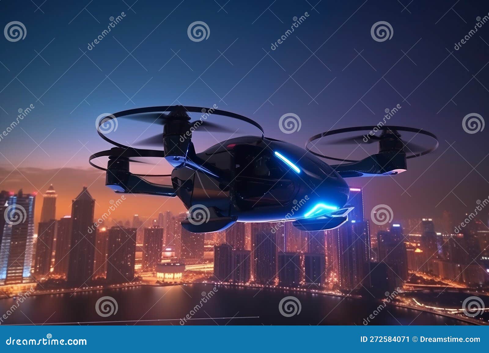 Personal Flying Vehicle of the Future. Generative AI Stock Illustration ...