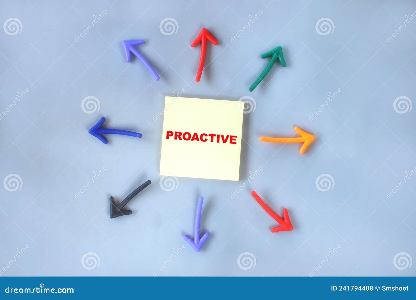 Proactive Written on Yellow Sticky Note with Colorful Arrow Stock Photo ...