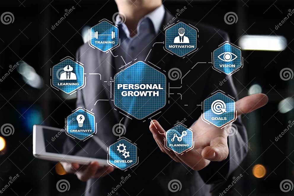 Personal Growth and Development Concept. Chart with Keywords and Icons ...
