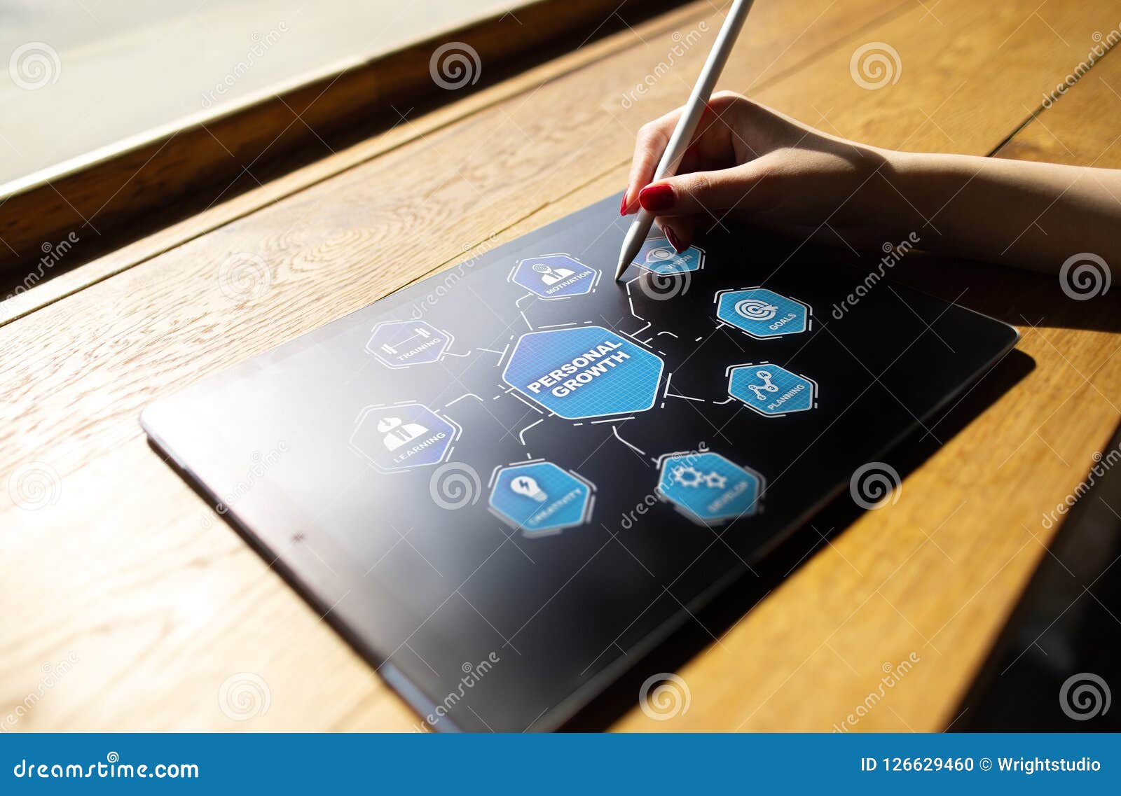 Personal Growth and Development Concept. Chart with Keywords and Icons ...