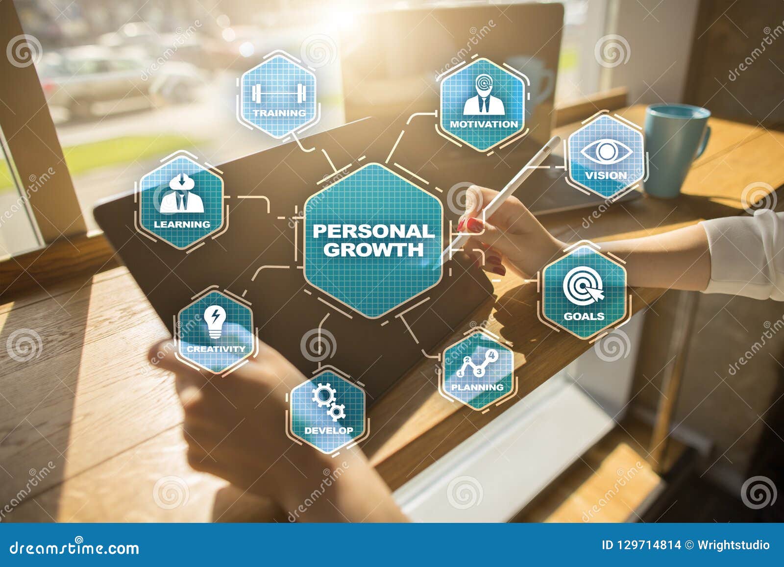 Personal Growth and Development Concept. Chart with Keywords and Icons ...