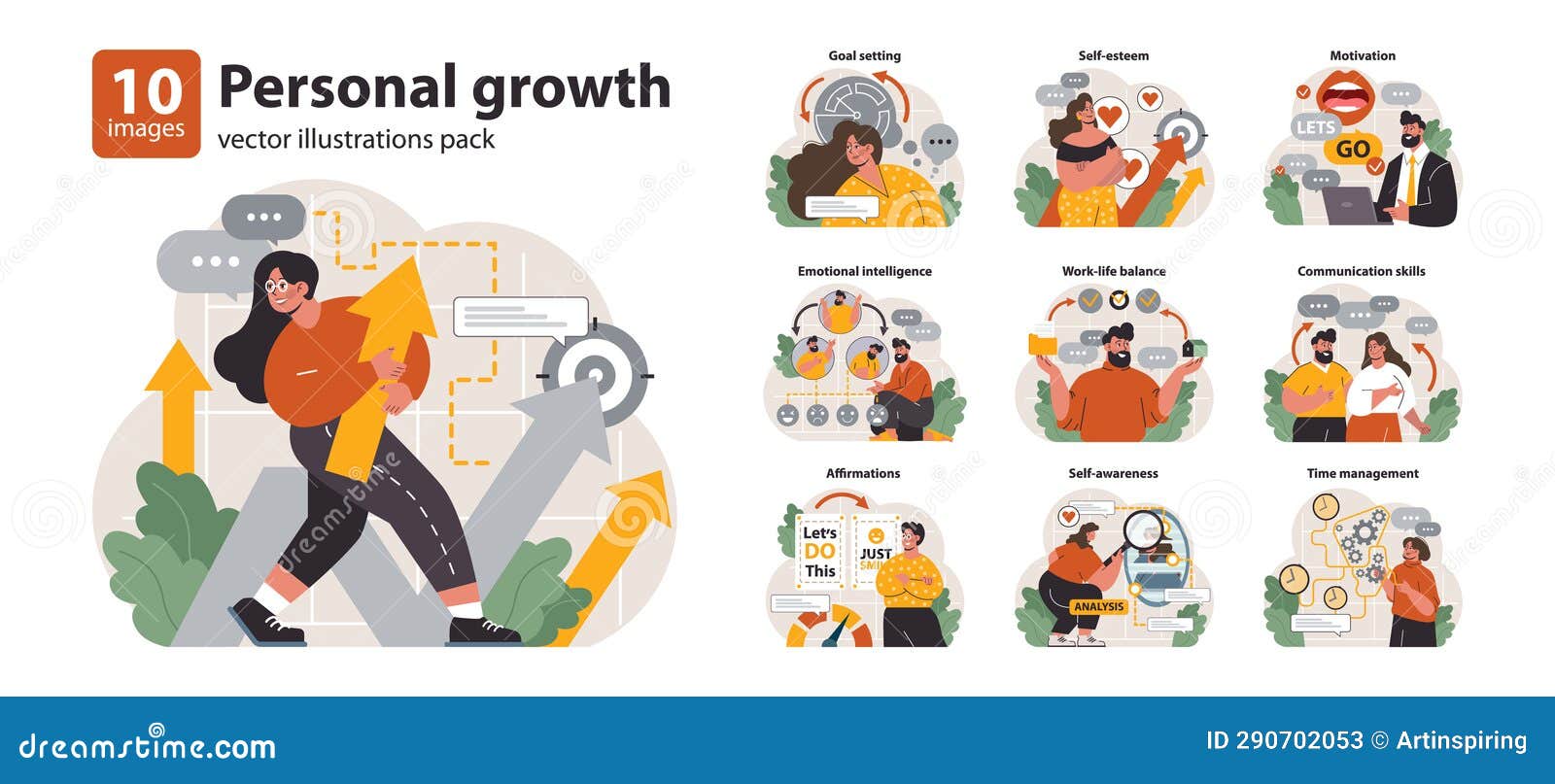 Personal Growth Set. Professional or Personal Development Stock Vector ...