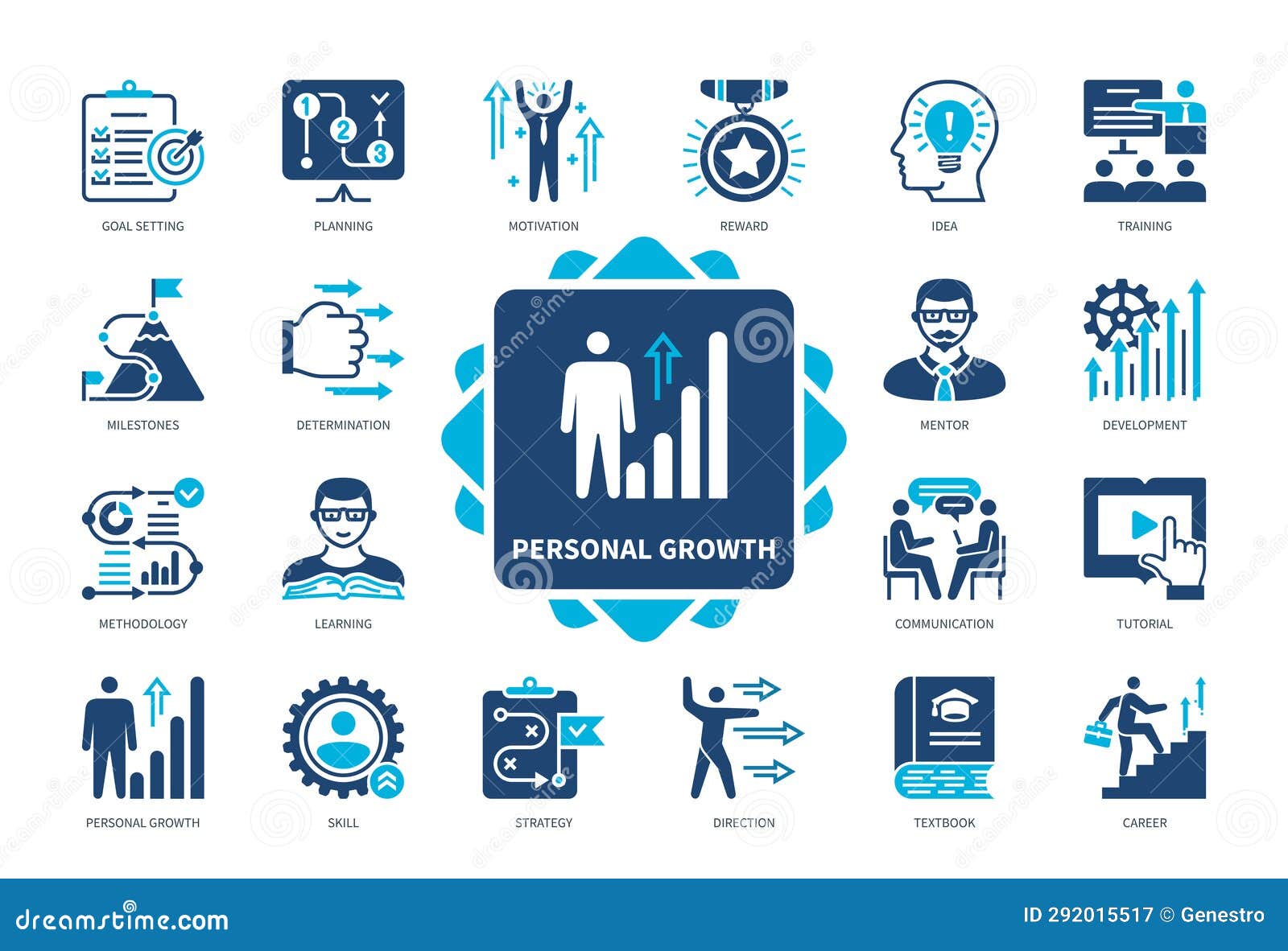 Personal Growth Solid Icon Set Stock Illustration - Illustration of ...