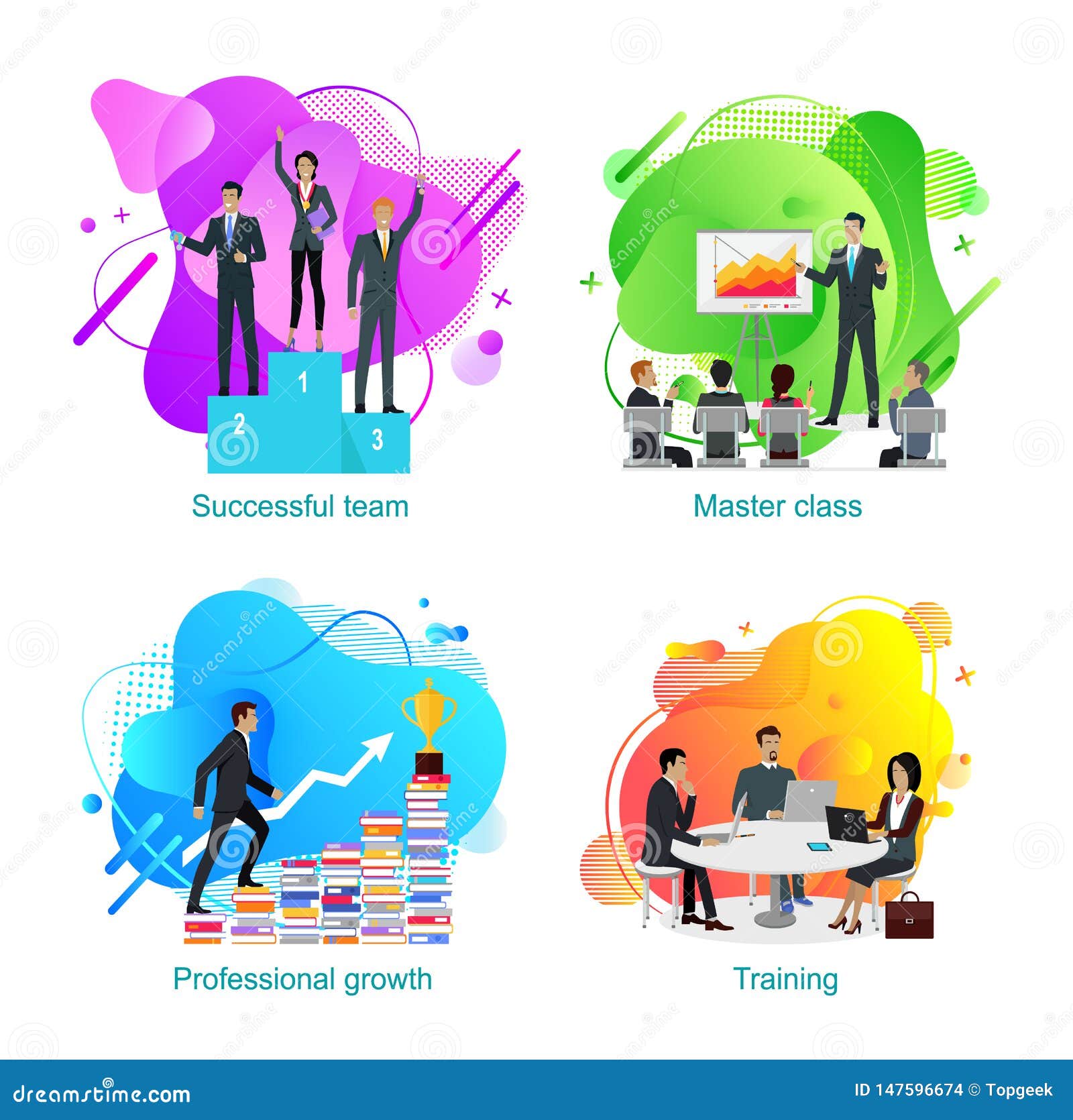 Personal Growth and Successful Team Deign Set Stock Vector ...