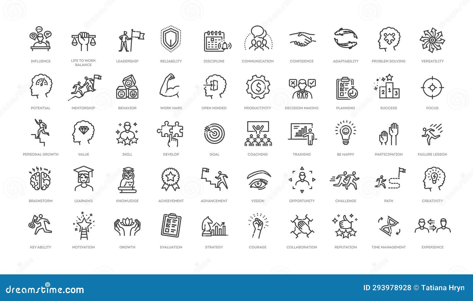 Personal Growth Vector Line Icons Stock Vector - Illustration of learn ...