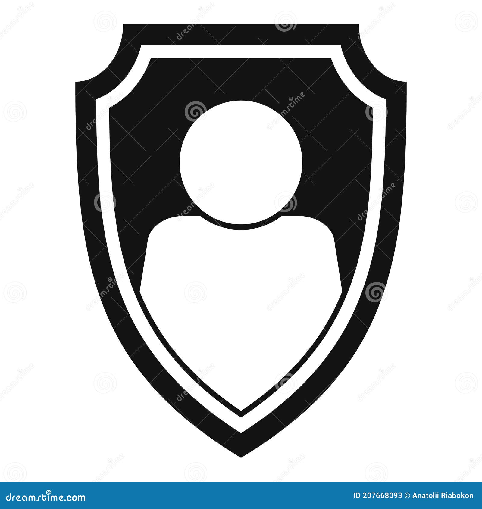 Personal Guard Shield Icon, Simple Style Stock Illustration ...