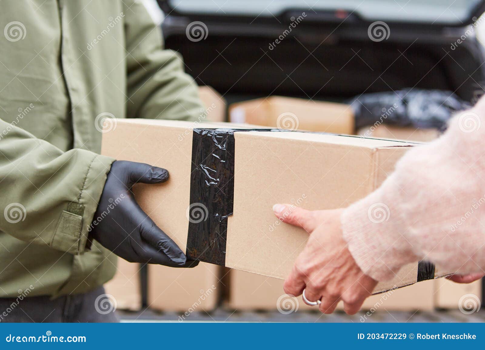 Personal Handover of the Package by the Supplier Stock Image - Image of ...