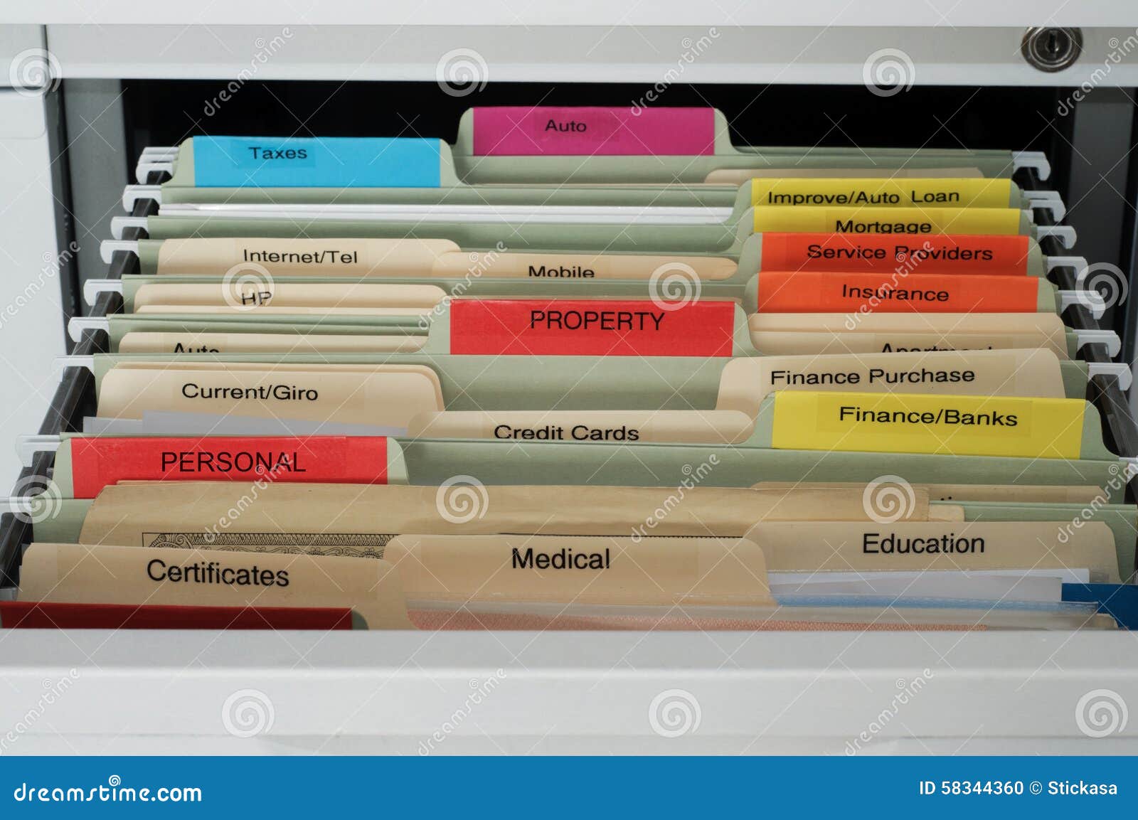 Personal and House Documents Organisation Stock Photo - Image of files ...