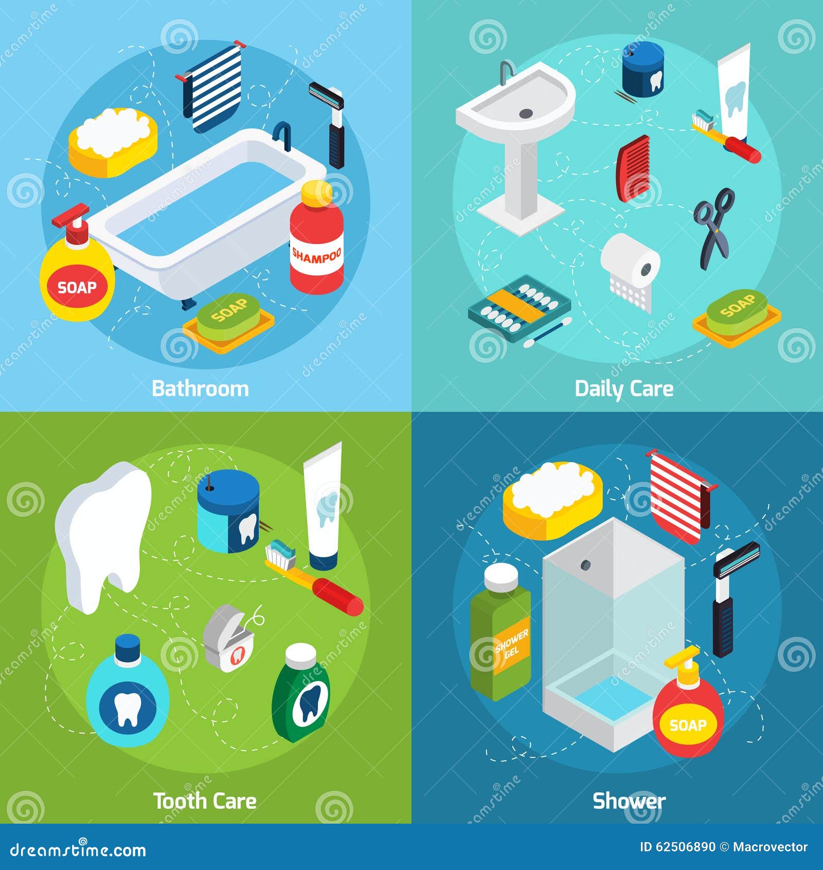 Personal Hygiene Items Cartoon Vector | CartoonDealer.com #72837233