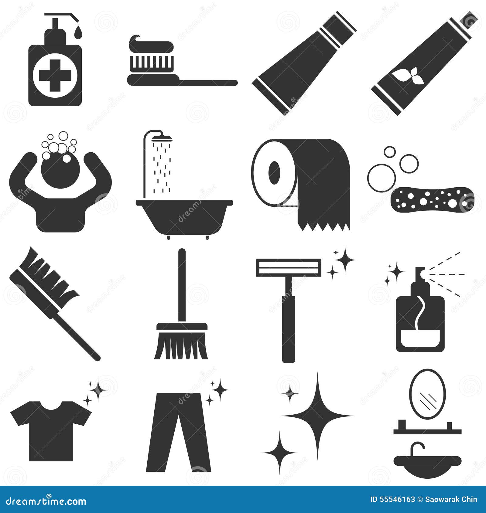 Personal hygiene icon set stock vector. Illustration of clean - 55546163