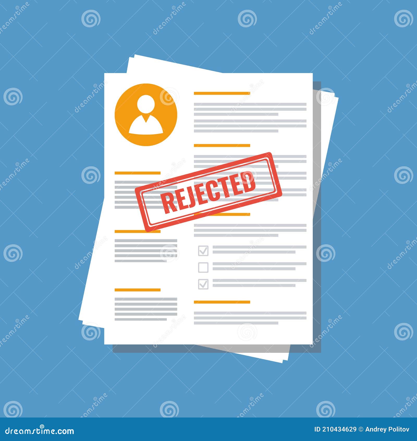 Personal Application Form with Stamp Rejected Stock Vector ...