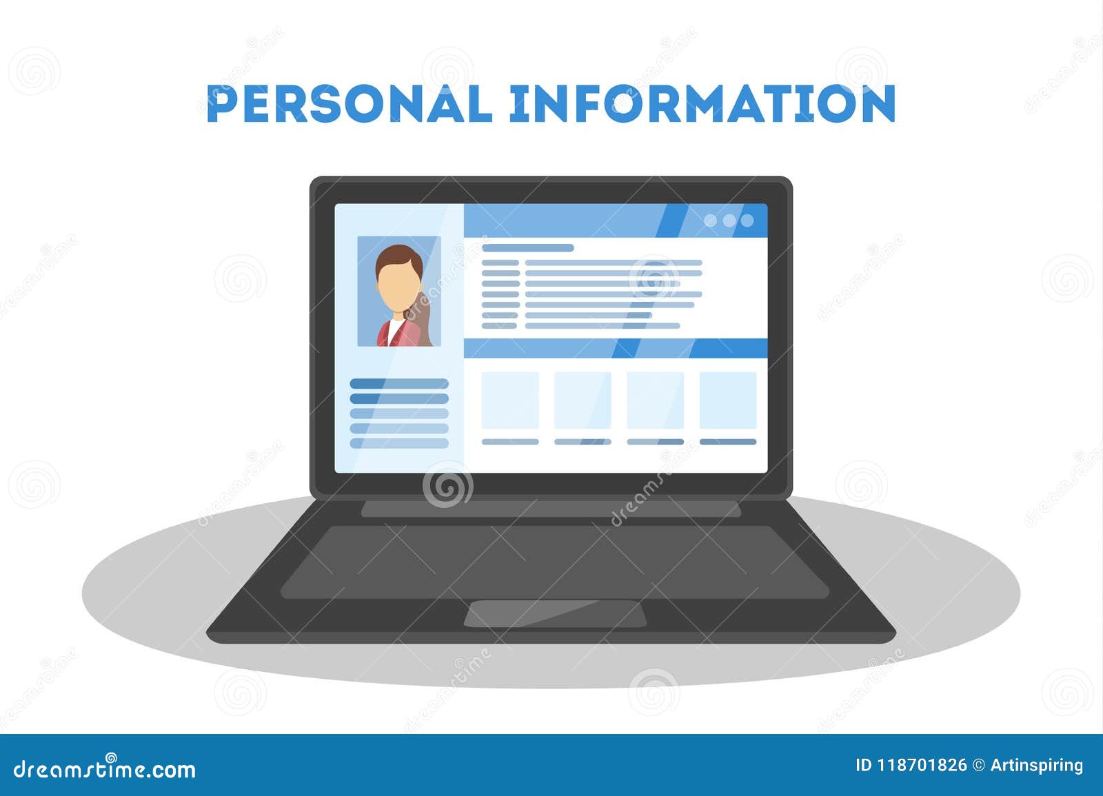 Personal Information Concept. Stock Vector - Illustration of laptop ...