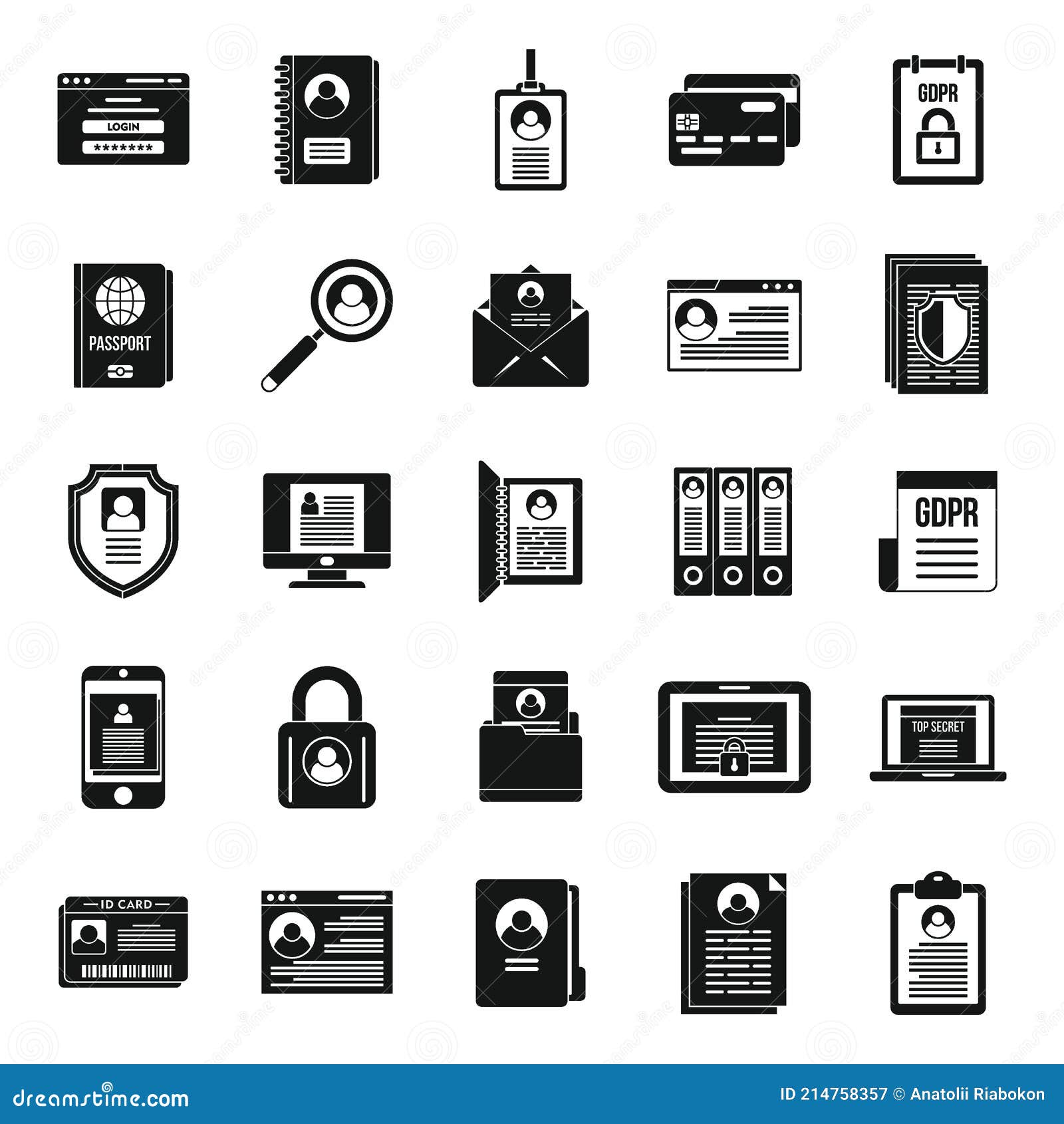 Personal Information Data Icons Set, Simple Style Stock Vector ...