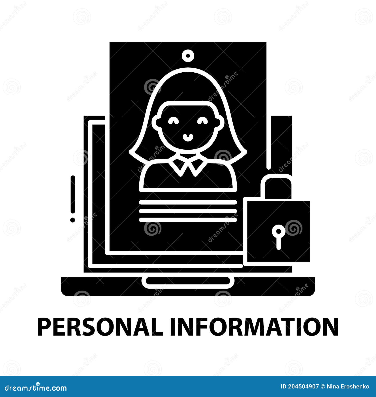 Personal Information Icon, Black Vector Sign with Editable Strokes ...